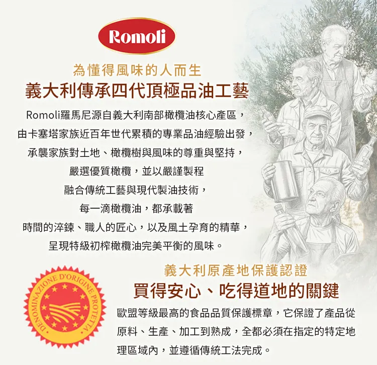 義大利 Romoli羅馬尼特級冷壓初榨橄欖油500ML - 金哲生活+